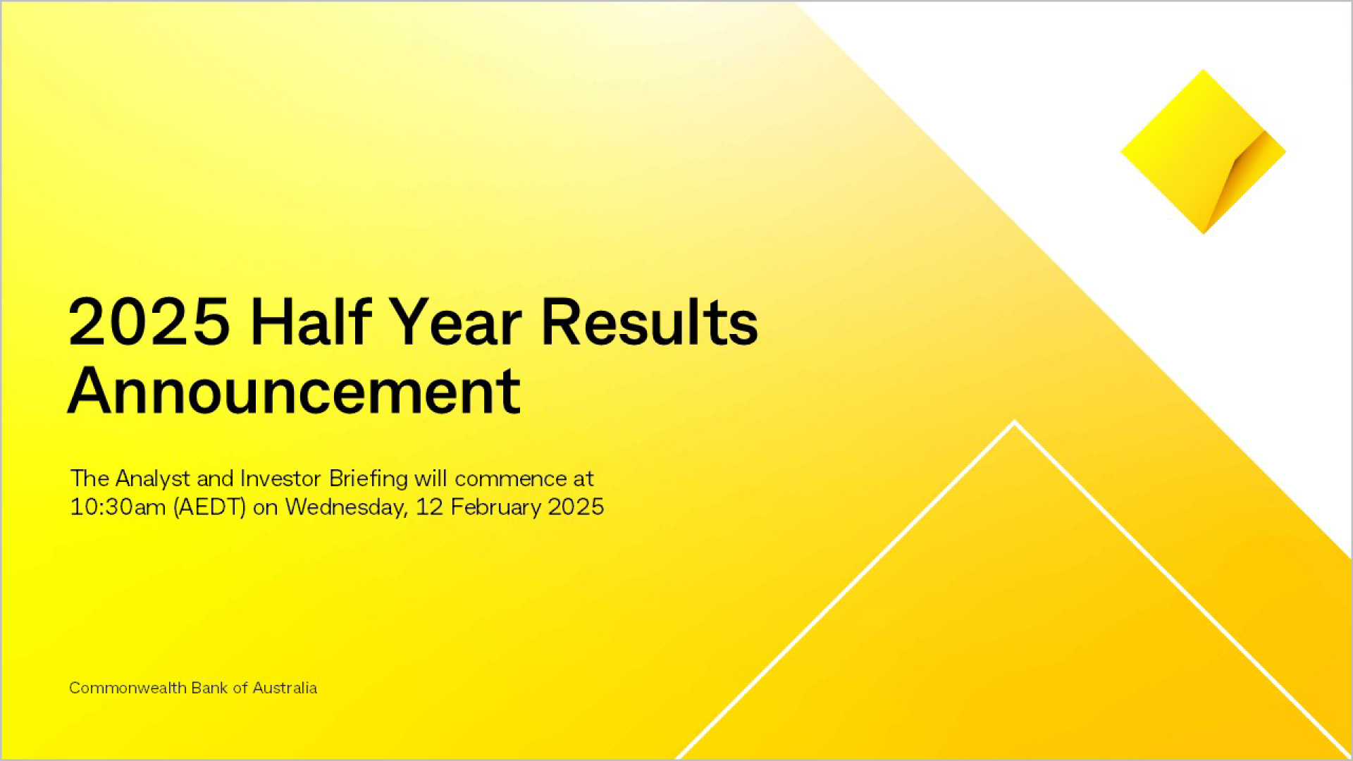 CBA - 1H25 Profit Announcement - Analyst and Investor Briefing
